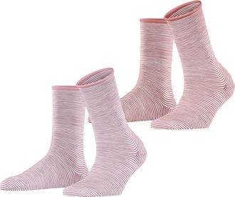Esprit Damen Socken Allover Stripe Multipack W So Baumwolle gemustert 2 Paar, Mehrfarbig Pink Red 0230, 35-38