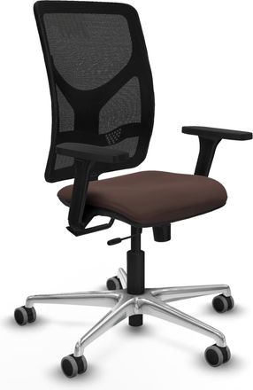 Piqueras y Crespo B&uuml;rostuhl mit Rollen, 3D-Armlehnen, h&ouml;henverstellbare Lendenwirbelst&uuml;tze, ausgestattet mit Syncro/Traslack und Schneideschaum, Schwarz/Dunkelbraun