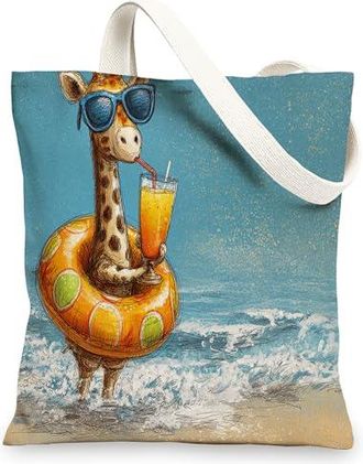 Generic Sacs fourre-tout en toile motif girafe, sacs à provisions réutilisables, sacs de courses réutilisables, légers et lavables pour la plage, coloré, 13x1