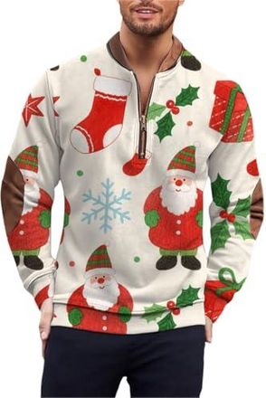 Generic Chandails en molleton pour homme - Pull de Noël pour homme - Chemisier tendance à manches longues - Haut dhiver chaud - Haut chaud - Chemises de sorti