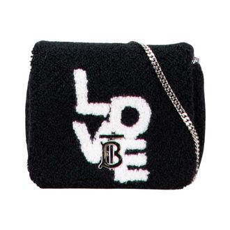 Burberry Sac bandouli&egrave;re pr&eacute;-poss&eacute;d&eacute; en boucl&eacute; orn&eacute; avec cha&icirc;ne - Femme - Pre-owned - Noir - Taille: ONE Size