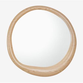 Sklum Runder Wandspiegel &Oslash;100 cm aus MDF Zunire Braun Natur