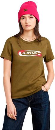 G-Star Damen Old Skool Logo Top Grün (Antic Green D25031-C812-735) XS