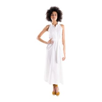 Marella Femme, Robes, Blanc, Taille: 40 FR Robe Chemise Popeline Sans Manches