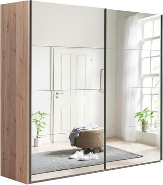 Composad Composad Armadio Della Linea Systema, Armadio A 2 Ante Scorrevoli Con Ante A Specchio, Camera Da Letto, (lxaxp) 250x223x67 Cm, Colore Rovere Oak Miela