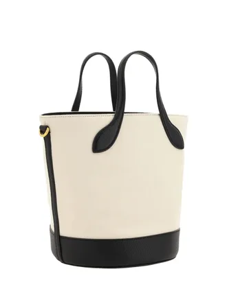 Bally Leather Canvas Color-Block Bucket Bag - Multicolor