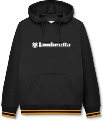 Lambretta Sweat &agrave; capuche avec logo pour homme, doublure en polaire, noir/or, M