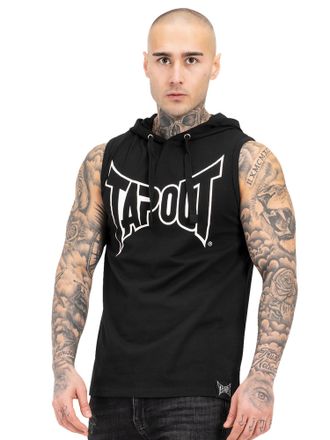 Tapout Herren &auml;rmelloses T-Shirt mit Kapuze Normale Passform Alameda Hood Black/White 3XL