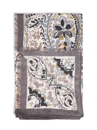 Etro Paisley Print Wool and Silk Scarf
