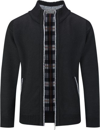 AlltheMen Cardigan gefütterte Strickjacke Grobstrick Pullover Warm Übergangsjacke Winter