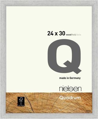 Nielsen Design Bilderrahmen, 24 x 30 cm, Holz, Silber, Rahmen zum Aufh&auml;ngen im Hoch- & Querformat, Echtglas, Quadrum