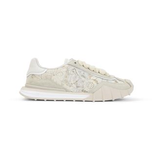 Dolce & Gabbana Femme, Chaussures, Beige, Taille: 36 1/2 EU Baskets basses en daim &agrave; empi&egrave;cements en dentelle