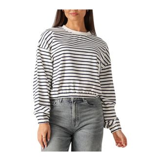 Catwalk Junkie Gestreifter Pullover mit elastischem Saum - - Sweatshirts & Hoodies - Damen - Mehrfarbig - XL