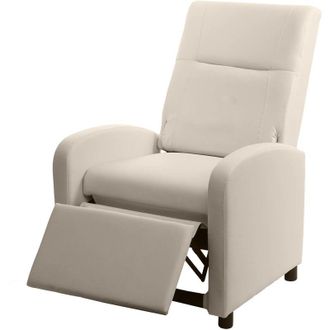 Hhg Fernsehsessel HHG 660, Relaxsessel Liege Sessel, Kunstleder klappbar 99x70x75cm creme