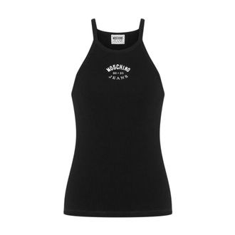 Moschino Femme, Tops, Noir, Taille: 40 FR Débardeur en Coton Élastique Côtelé