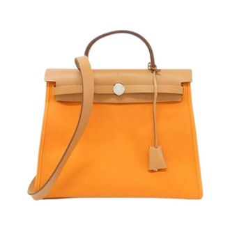 Herm&egrave;s Pre-owned Herbag Zip PM Toile Officier Hunter Bag - Femme - Pre-owned - Orange - Taille: ONE Size