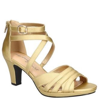 Easy Street Femme Crissa Sandale &agrave; Talon, Or satin&eacute;, 37.5 EU Large