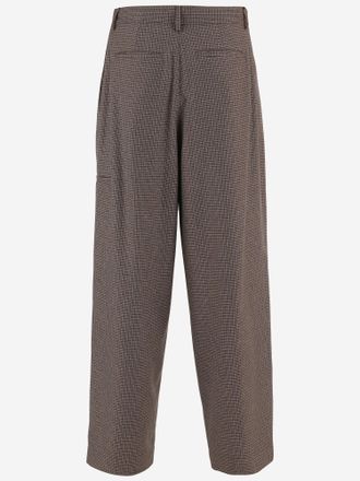 Darkpark Mens Pants Checked Viscose-Blend Brown Polyester Trousers