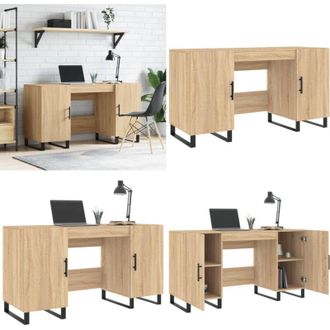 vidaXL Schreibtisch Sonoma-Eiche 140x50x75 cm Holzwerkstoff - Holzschreibtisch - B&uuml;rotisch