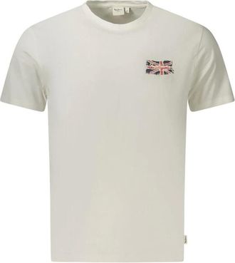 Pepe Jeans London Homme, Tops, Blanc, Taille: L T-shirt Bianco en coton &agrave; col rond