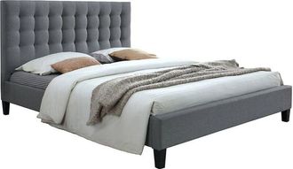 Miliboo Miliboo - Lit 2 places 160x200 en tissu gris clair capitonné danae