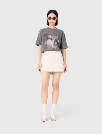 Maje T-Shirt Mit Pferde-aufdruck - Grau - Gr&ouml;&szlig;e 34 - Maje