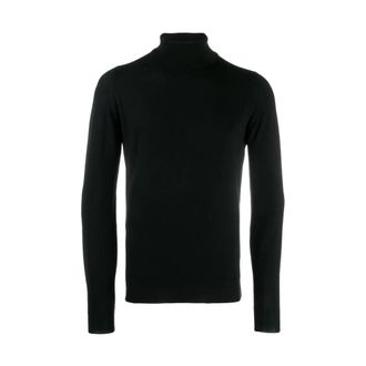 John Smedley Schwarzer Rollkragen Wollpullover - - Knitwear - Herren - Schwarzk - 2XL