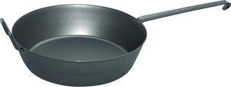 Riess 0644-023, Eisenpfanne Tirol mit Gegengriff 40, EISENPFANNEN, Durchmesser 40 cm, Höhe 10,5 cm, Eisen, metallic, Bratpfanne, hoch, Induktion