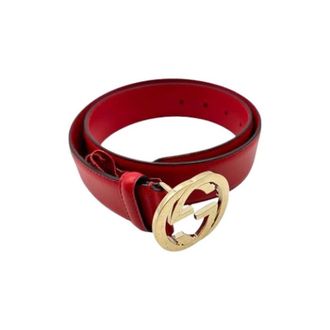 Gucci Ceinture Pre-owned &agrave; boucle entrelac&eacute;e - Femme - Pre-owned - Rouge - Taille: ONE Size