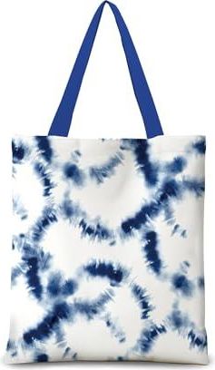 Generic Sac fourre-tout bleu en toile tie-dye - 40 x 35 cm - Design artistique avec fermeture éclair et poche intérieure, Tie-dye bleu 14, 28 X 12 X 9 Centime