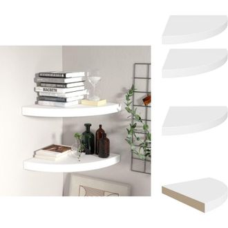 vidaXL Eck-Schweberegale 2 Stk. Wei&szlig; 35x35x3,8 cm mdf - Eckregal - Wandregal - Schwebender Regal - Wei&szlig;es Regal - Wohnwandregal