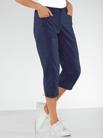 Casual Looks Caprihose CASUAL LOOKS, Damen, Gr. 36, Normalgr&ouml;&szlig;en, blau (nachtblau), 98% Baumwolle, 2% Elasthan, unifarben, 3/4-L&auml;nge, Hosen Caprihose, Topseller