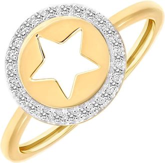 Edenly Ring Stellar - Weißgold und Gelbgold 9 Karat mit Diamanten