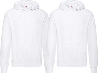 Fruit Of The Loom 2er Classic Hooded Sweat Set Herren Kapuzenpullover Sweatshirt M L XL 2XL 3XL 4XL 5XL Farbsets & HLKauf-Block (M, 2X Weiss & 1x HLKauf-Block)