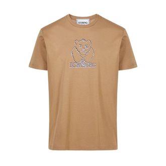 Iceberg T-Shirt mit Print und gesticktem B&auml;r - - Tops - Herren - Braun - 2XL