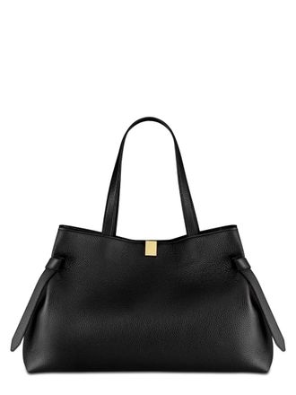 Yuzefi Womens Gyoza Tote Bag Black Bovine Leather Handbags Hand