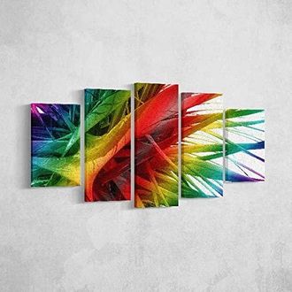 Homemania 5 Stück - Abstrakt - für Living Room - Mehrfarbig aus Polyester, Holz, 100 x 3 x 60 cm - HM205PKNV-295
