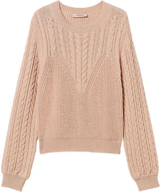 Twin-Set Pullover mit Zopfmuster - Nude