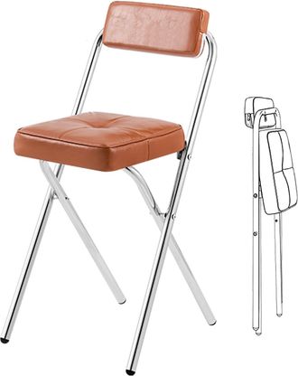 Generic Quadratischer, Gepolsterter Fr&uuml;hst&uuml;ckshocker, Klappbarer Barhocker in Tresenh&ouml;he mit R&uuml;ckenlehne, f&uuml;r Zuhause und K&uuml;che, Tragkraft 150 Kg(Brown,55cm/2