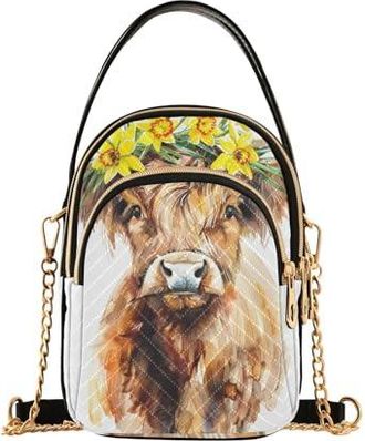 Mnsruu Sac à bandoulière pour femme - Motif vache des Highlands - Joli sac à dos à bandoulière avec sangle réglable