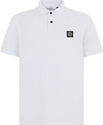 Stone Island Homme, Tops, Blanc, Taille: XL Patch Logo Polo