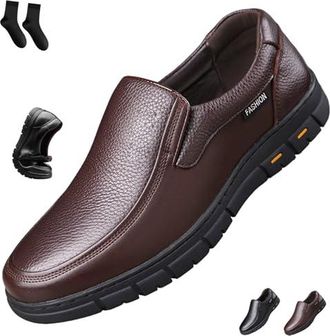 Generic Mocassins &agrave; enfiler confortables en cuir pour homme - Chaussures de marche d&eacute;contract&eacute;es - Tendance - Souple et antid&eacute;rapant - Fait &agrave; la main, Peluche