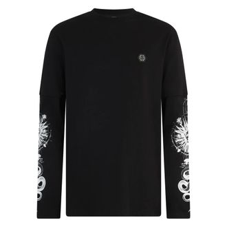 Philipp Plein Homme, Tops, Noir, Taille: XL T-shirt Col Rond MC Tattoo