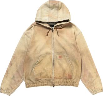 Beams Plus Homme, Sweatshirts et sweats &agrave; capuche, Beige, Taille: L Mock Print Sweat &agrave; capuche