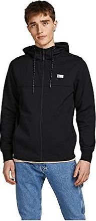 Jack & Jones Sweat à Capuche pour Homme avec Fermeture éclair et Logo, Noir 1, XL