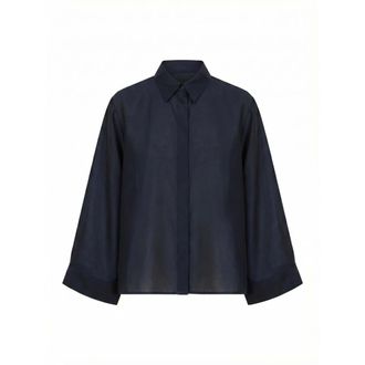 PESERICO Femme, Blouses et Chemises, Bleu, Taille: 36 FR Organza Shirt