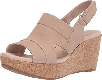 Clarks Womens Annadel Ivory Wedge Sandal, Sand Nubuck, 110 W US