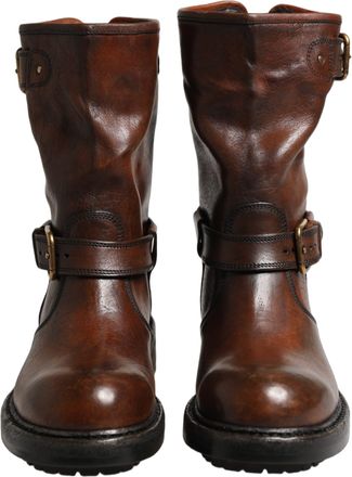 Dolce & Gabbana Leather Biker Boots - Brown