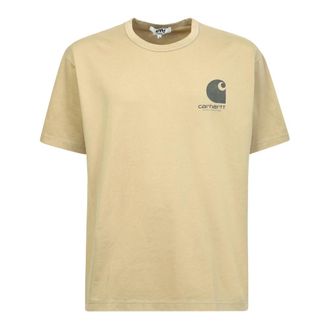 Junya Watanabe Logo-bedrucktes T-Shirt mit Rundhalsausschnitt - - Tops - Herren - Beige - L