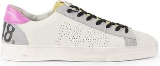 P448 Baskets &agrave; d&eacute;tails color&eacute;s en cuir